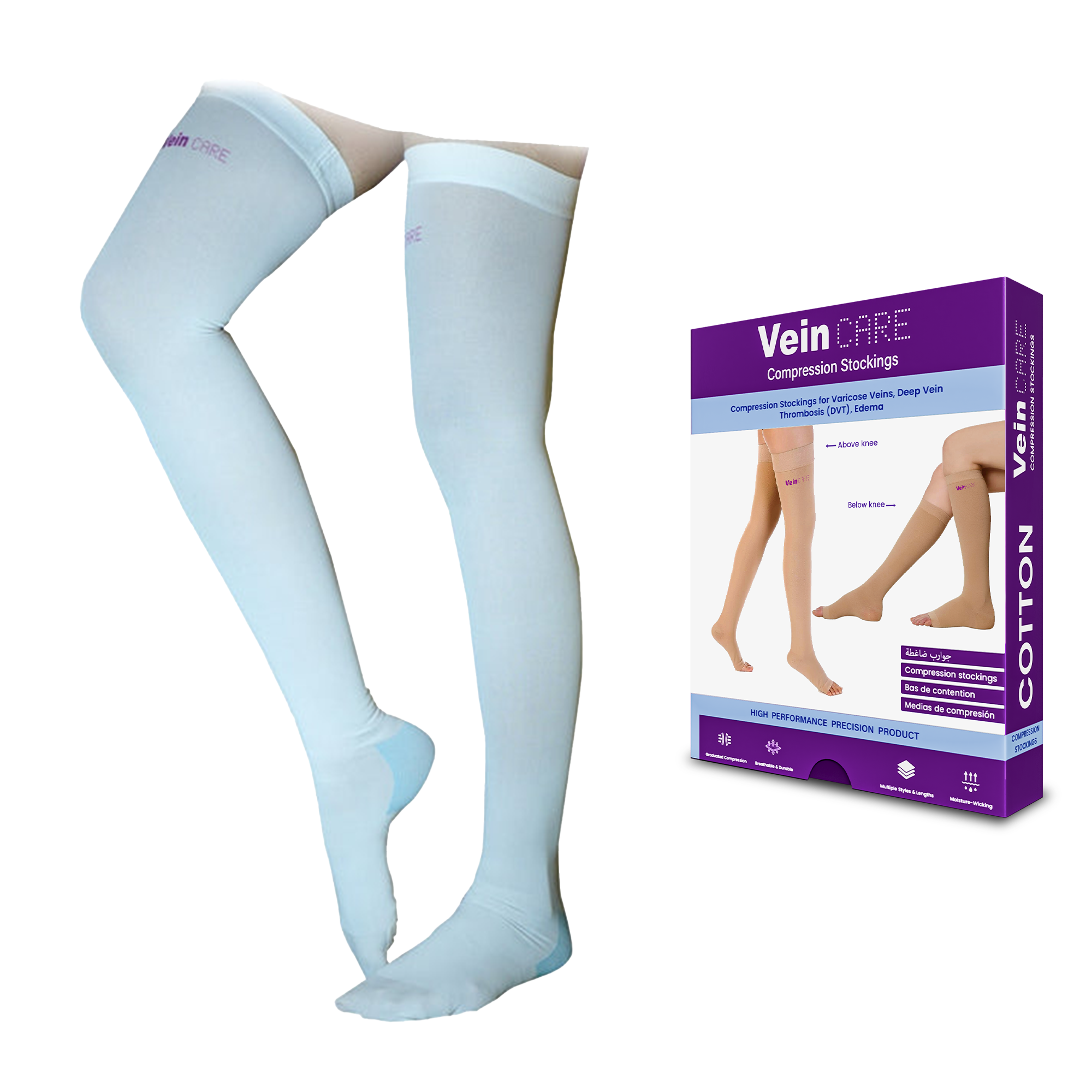 Vein CARE Above Knee Anti-Embolism Stockings, Class 1 for DVT, 15-21 m ...